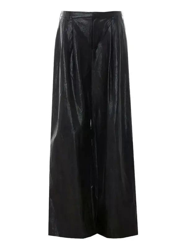 ELEH Pleated Wide-leg Trousers - Black