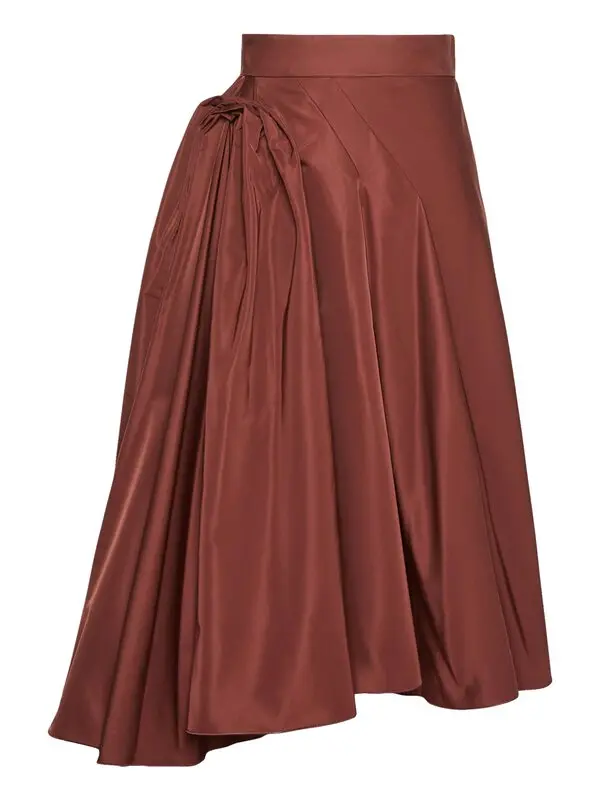 Max Mara Pleated Asymmetric Midi Skirt - Red