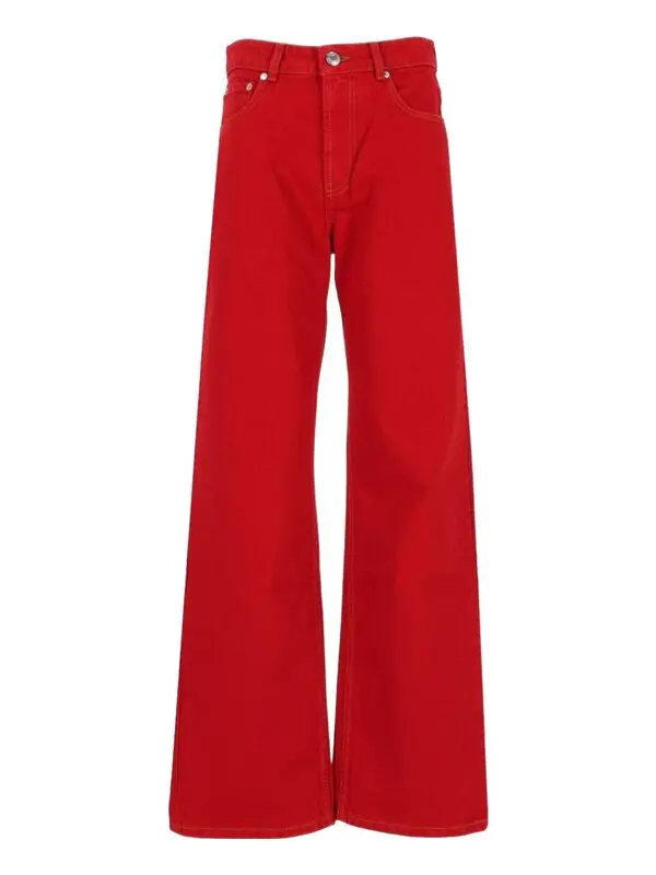 AMI Paris Large Fit Wide-leg Jeans - Red