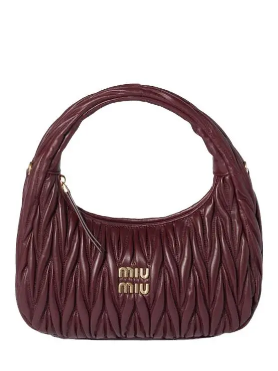 Miu Miu Wander Matelass Nappa Leather Hobo Bag - Burgundy