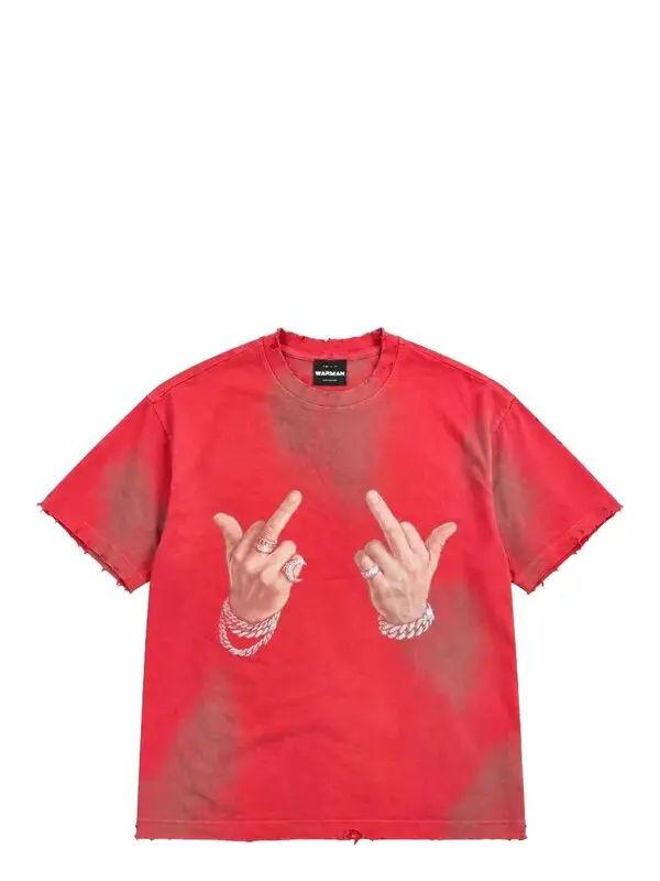 WARMAN Graphic-print Distressed T-shirt - Red