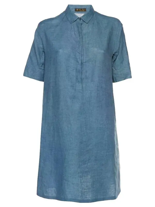 Loro Piana Short-sleeve Shirt Dress - Blue