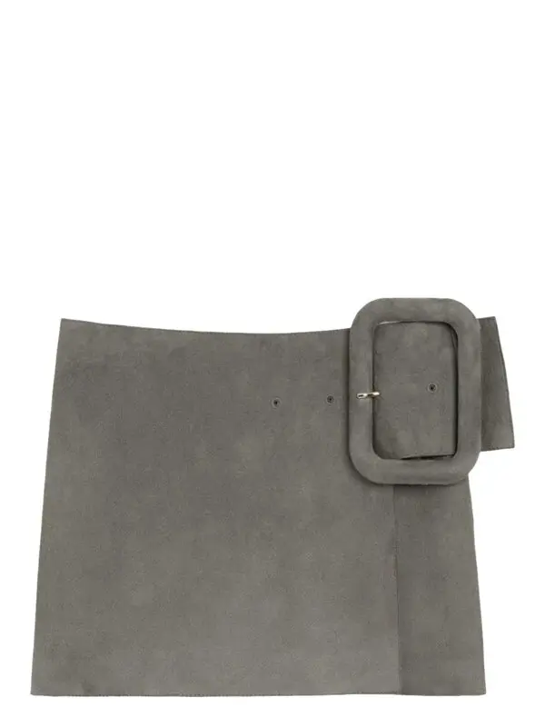 AMI Paris Big Buckle Belted Mini Skirt - No