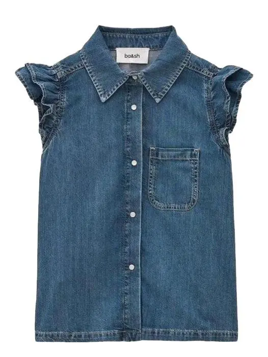 Ba&sh Yoyo Ruffled Sleeveless Shirt - Blue