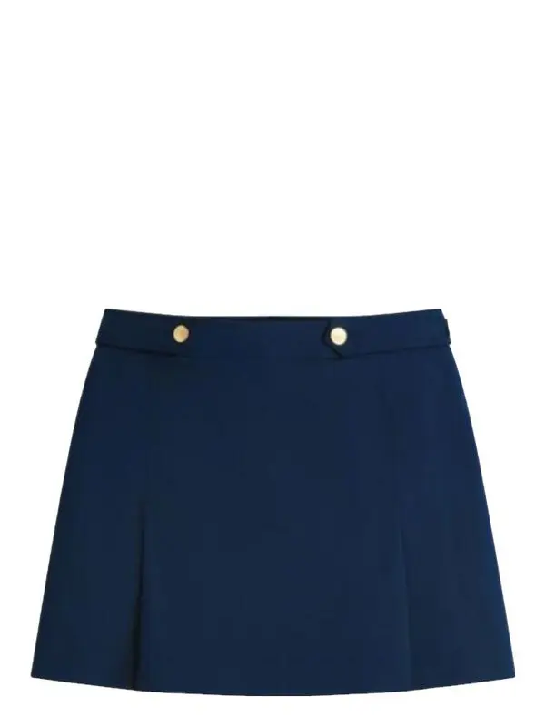Tommy Hilfiger Pleated-detail Button-embellished Skirt - Navy
