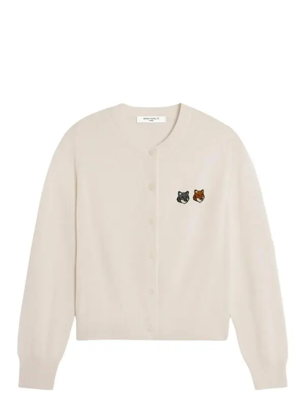Maison Kitsuné Double Fox Head Patch Cardigan - Latte