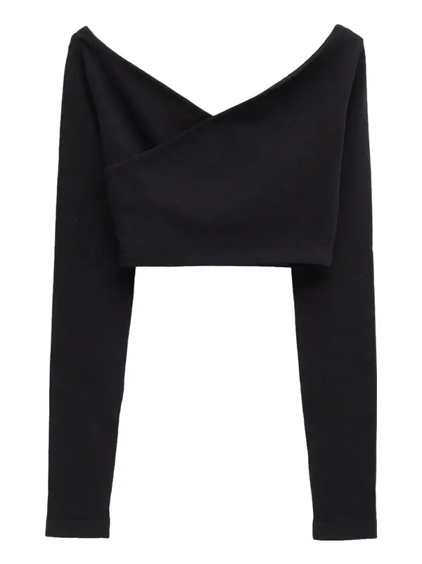 Alaïa Wrap-style Cropped Top - Black