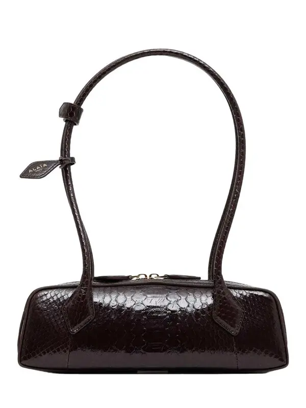 Alaïa Small Faux Snakeskin Shoulder Bag - Dark Brown