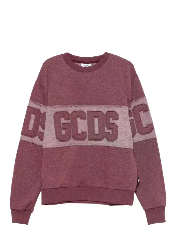 Gcds Logo-appliqué Raw-edge Sweater - Purple