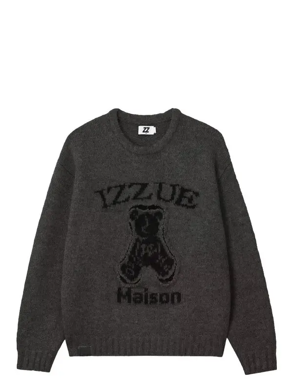 Izzue Logo-intarsia Bear-motif Sweater - Grey