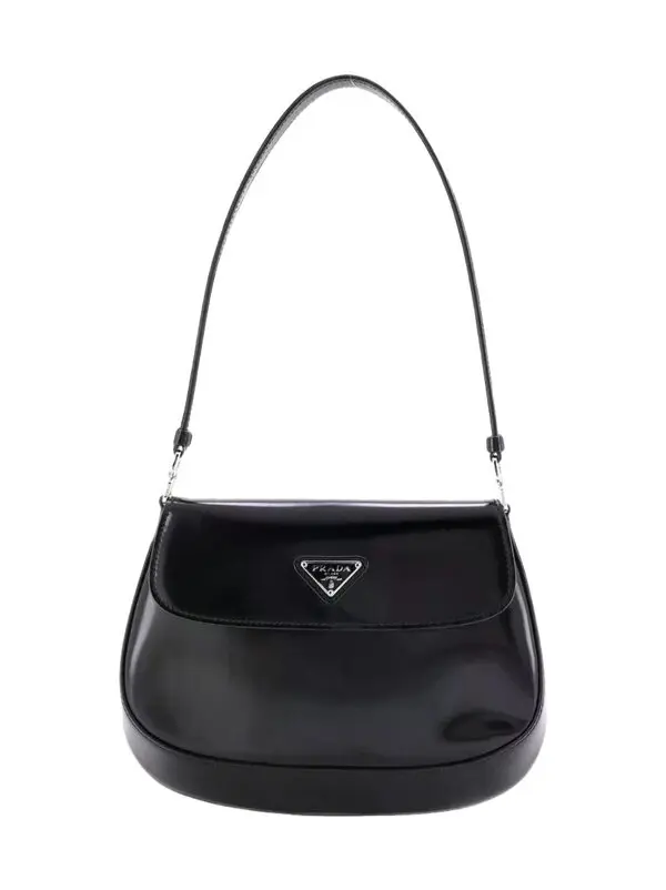 Prada Cleo Flap Shoulder Bag Spazzolato Leather Small Shoulder Bag - Black