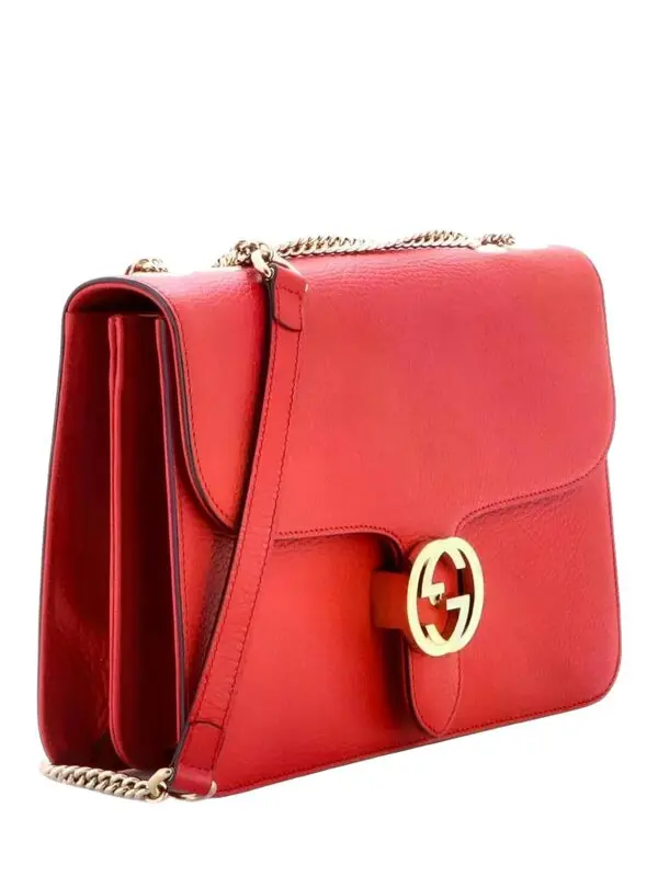 Gucci Interlocking Leather Medium Shoulder Bag - Red