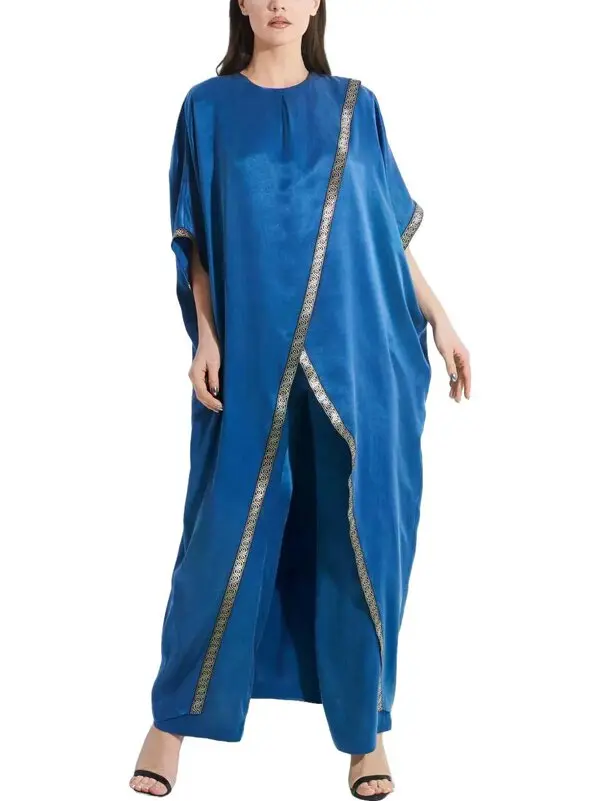 TESSITURA Embroidered-oversized Long-lenght Tunic - Blue