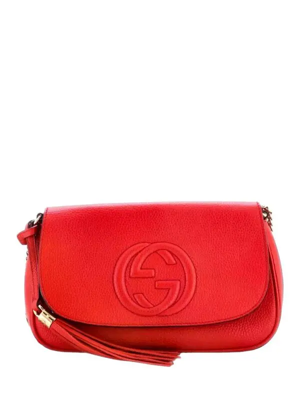 Gucci Soho Chain Leather Medium Crossbody Bag - Red