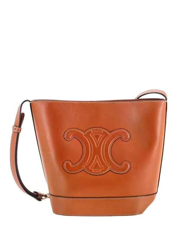 Celine Cuir Triomphe Leather Small Bucket Bag - Brown