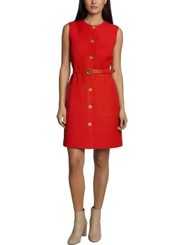 Gucci 2020 Sleeveless Belted Mini Dress - Red