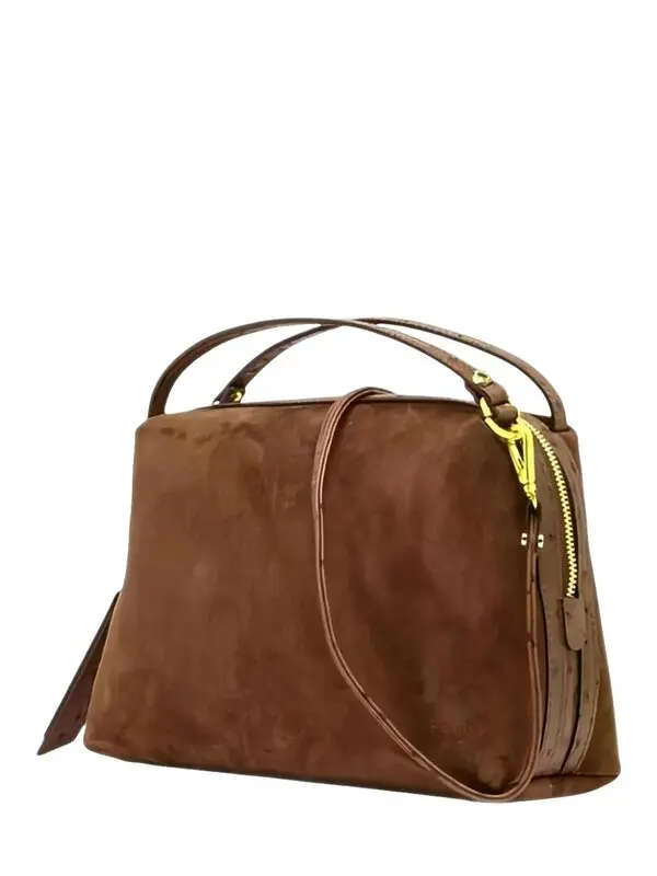 GIANNI CHIARINI Medium Alifa Ostrich-effect Suede Tote Bag - Brown