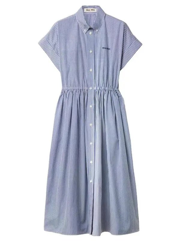 Miu Miu Vertical Stripe Poplin Midi-dress - Blue