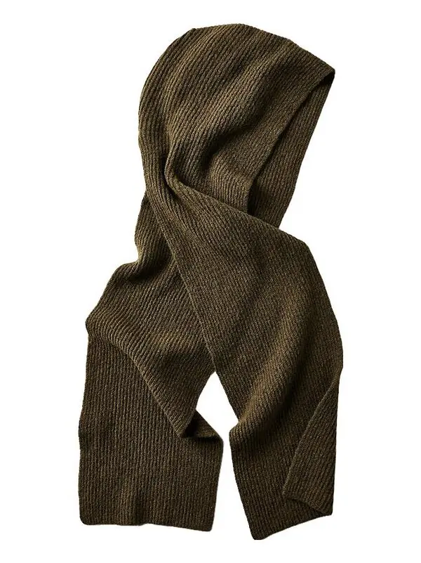 Anthropologie Long Knit Hood Scarf - Olive