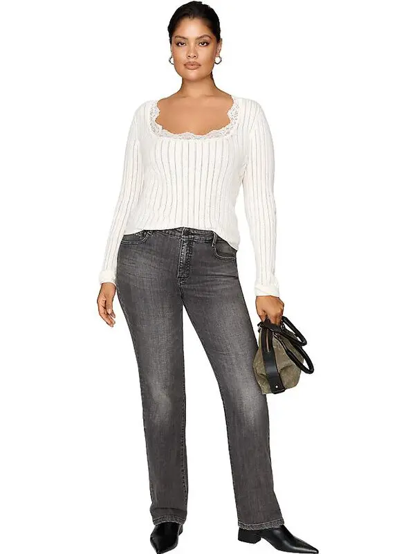 PILCRO Wren Mid Rise Straight Leg Jeans - Grey