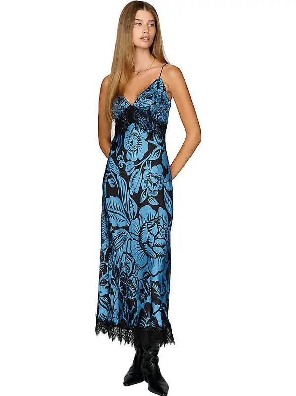 Farm Rio X Slip Maxi Dress - Blue Pattern