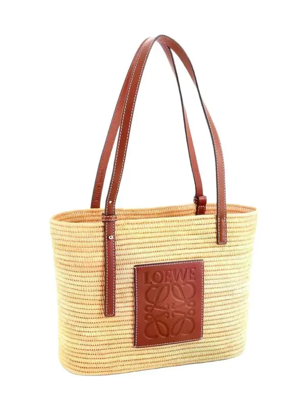 Loewe Square Basket Woven Raffia Small Tote Bag - Neutrals