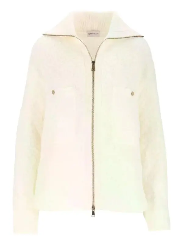 Moncler Tweed Zip-up Shirt Jacket - Neutrals