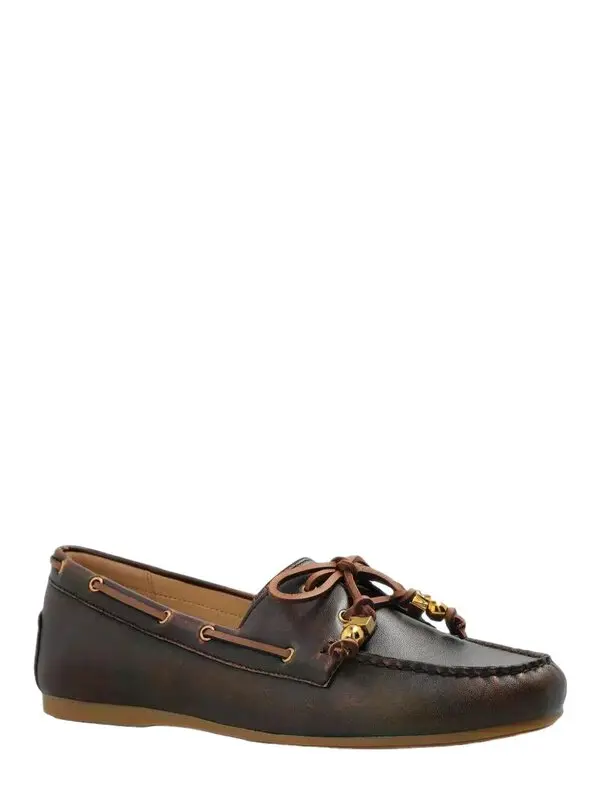 Michael Kors Fallon Polished Leather Moccasins - Brown