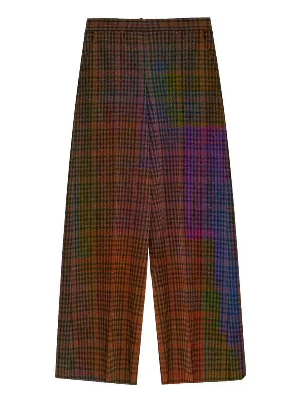Max Mara Memiro Check-pattern Wide-leg Trousers - Brown