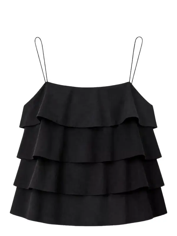 IRO PARIS Noise Ruffled Spaghetti-strap Top - Black