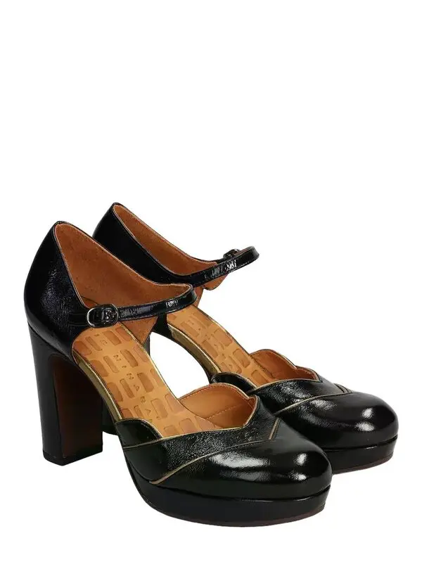 Chie Mihara Uyako Patent-finish Platform Pumps - Black
