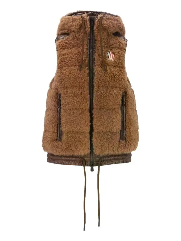 Moncler Padded Hooded Gilet - Brown