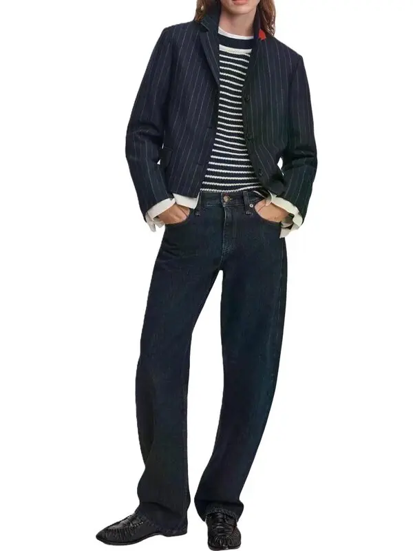 Rag & Bone Pinstripe-pattern Cropped Blazer - Blue