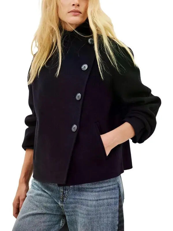 Ba&sh Kemelia Asymmetric Button-fastening Coat - Blue