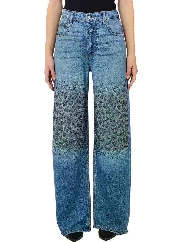 Liu Jo Rhinestone Leopard-pattern Jeans - Blue