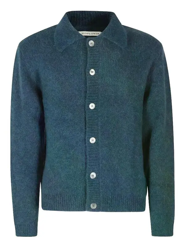 SUNFLOWER Button-up Collared Cardigan - Blue
