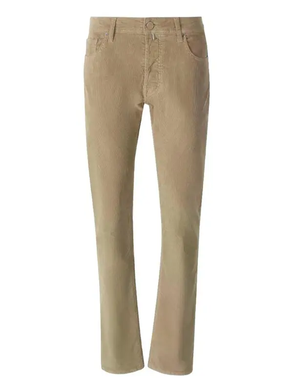 JACOB COHЁN Corduroy-effect Straight-leg Trousers - Neutrals