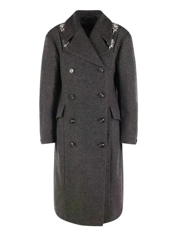 Simone Rocha Crystal-embellished Double-breasted Coat - Grey