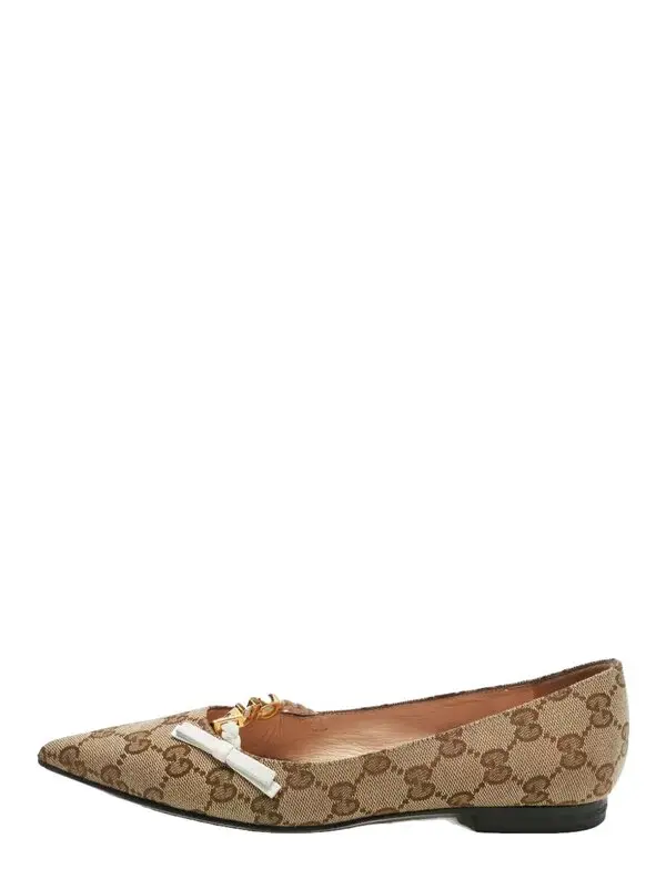 Gucci Gg Canvas Bow Ballet Flats - Neutrals
