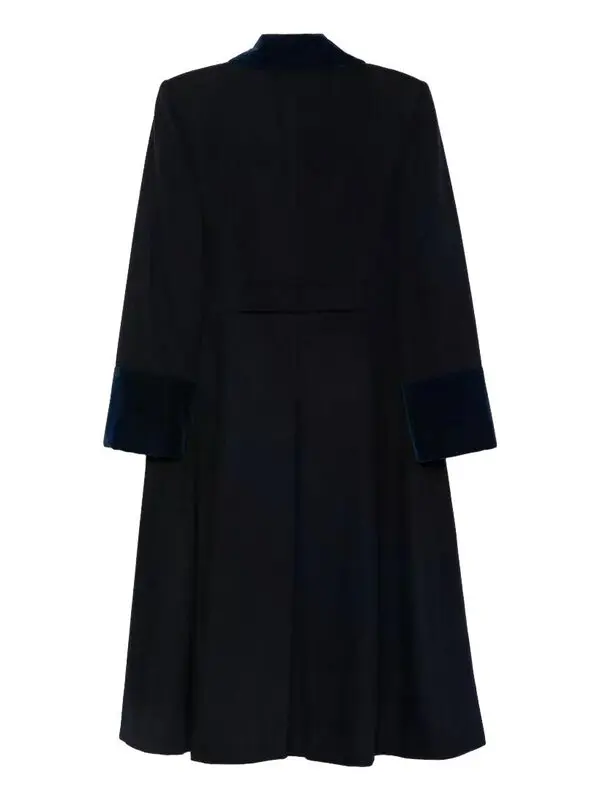 Blumarine 1990s Double-breasted Velvet-trim Coat - Blue