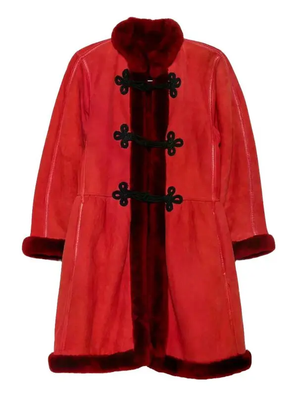 A.N.G.E.L.O. VINTAGE CULT 1980s Shearling Frog-fastening Coat - Red