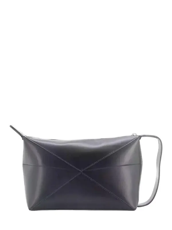 Loewe Puzzle Fold Wash Bag Leather Pouch - Black