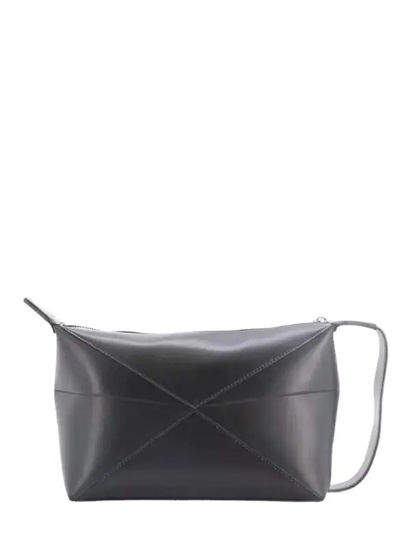 Loewe Puzzle Fold Wash Bag Leather Pouch - Black