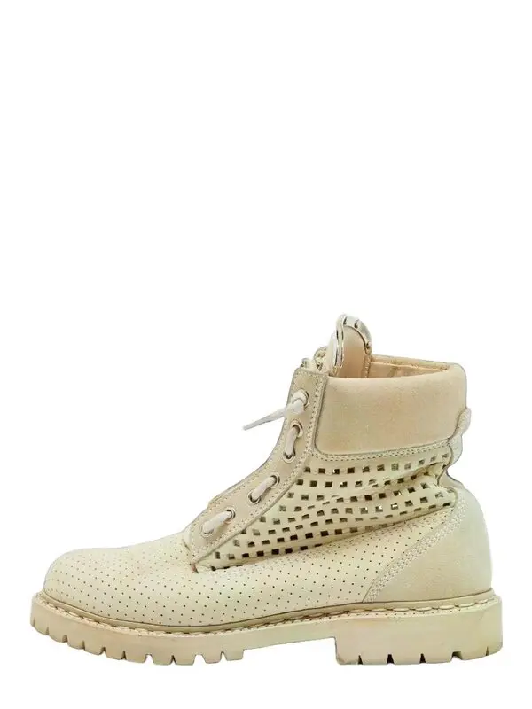 Balmain Taiga Perforated Combat Boots - Neutrals