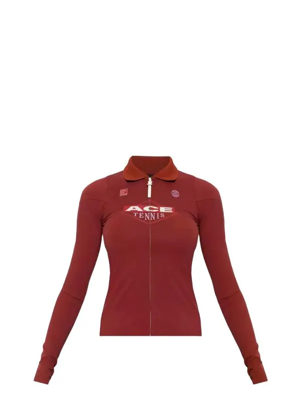 Lacoste Runway Tight-fit Stretch Polo Shirt With Zipper - Red