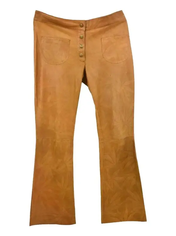 Dior 2002 Floral-embossed Leather Cropped Trousers - Brown