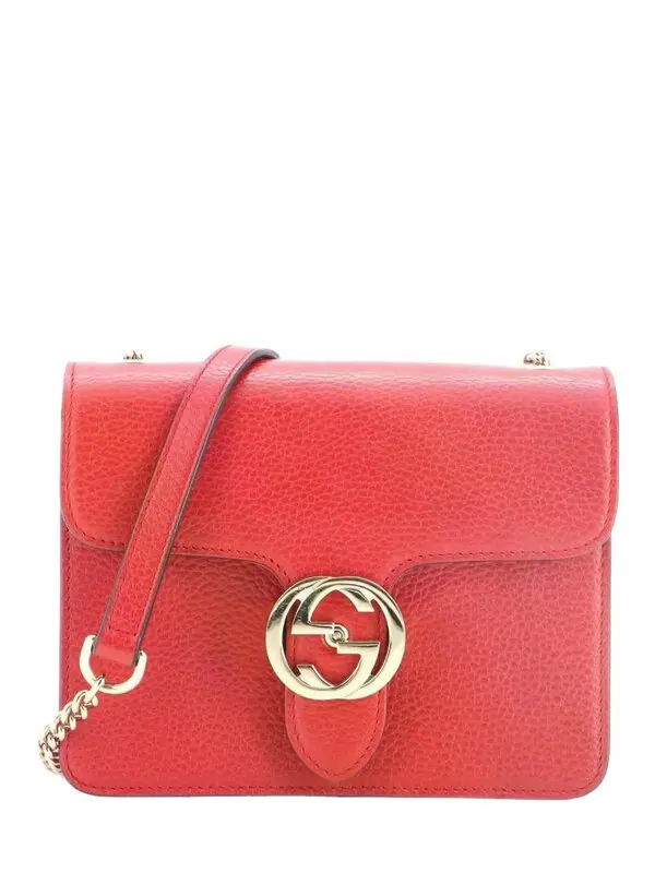 Gucci Interlocking Leather Small Shoulder Bag - Red