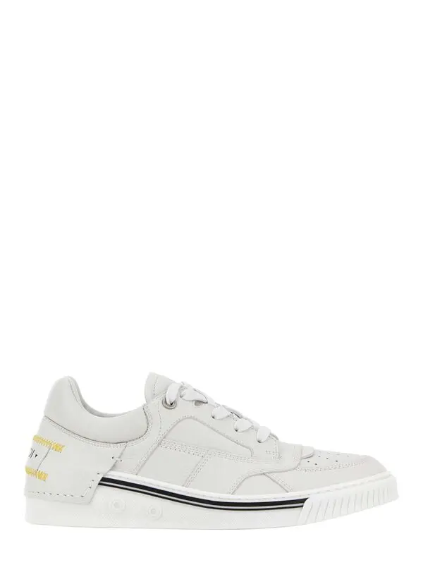 Fendi Ivory Leather Fender Sneakers - White
