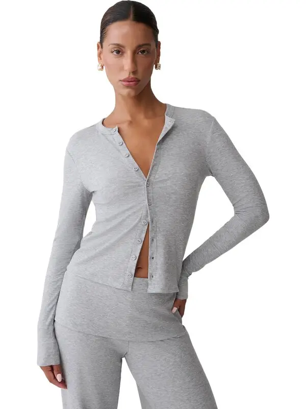 Meshki Evadne Button Down Jersey Cardigan - Grey