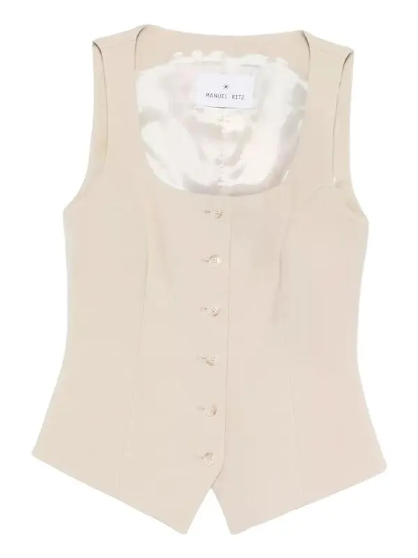 MANUEL RITZ Button-up Square-neck Waistcoat - Neutrals